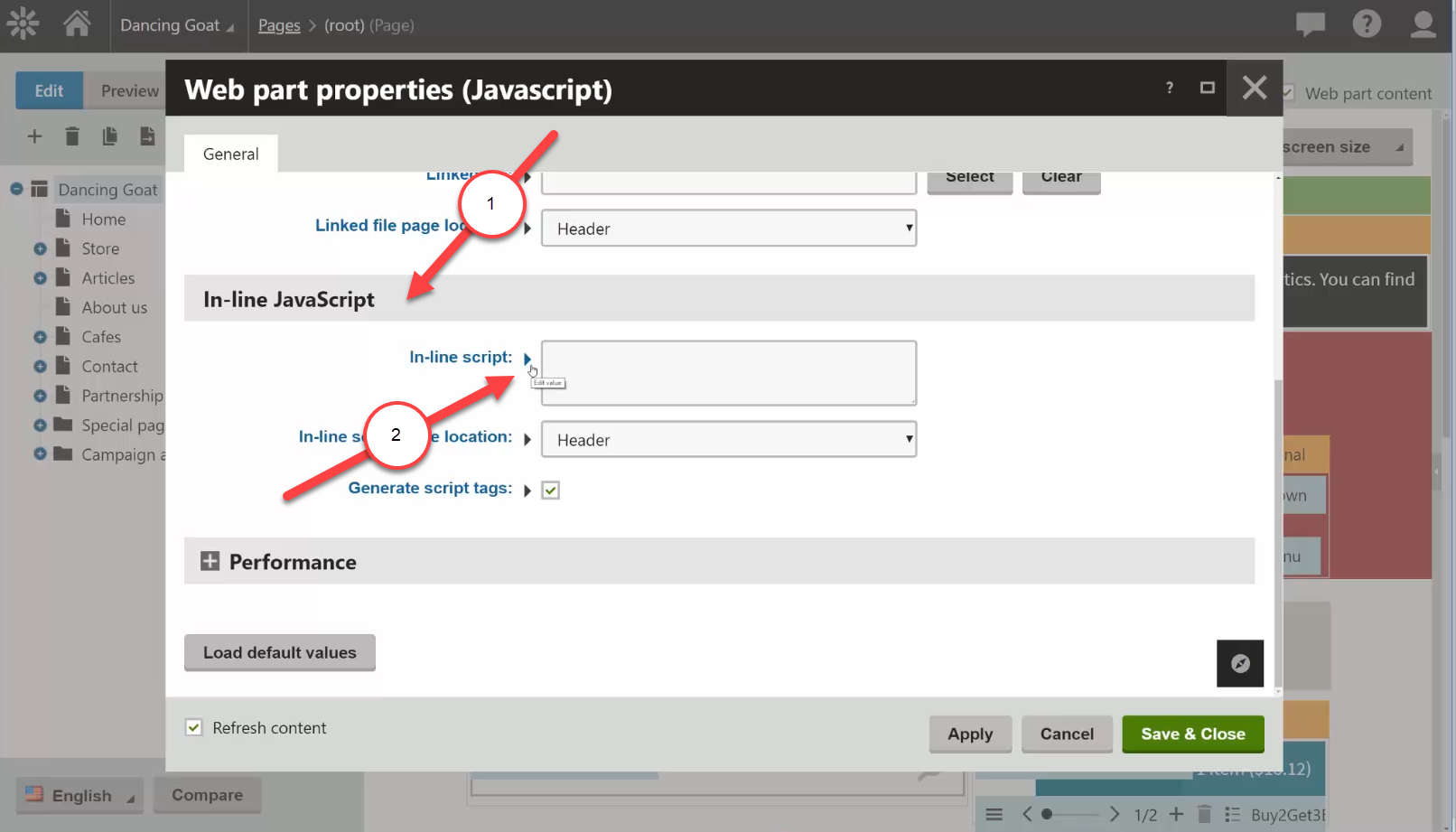 Add script to Master page (Option 2 - JavaScript Webpart) (3) | Toolkit for Kentico - Extensions ...